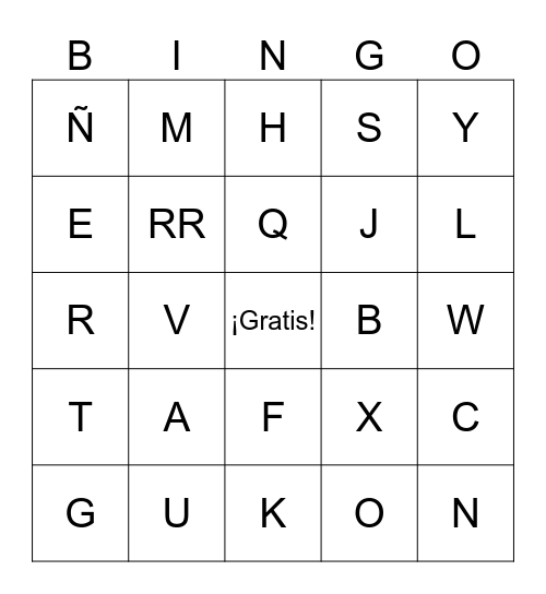 El Alfabeto Bingo Card