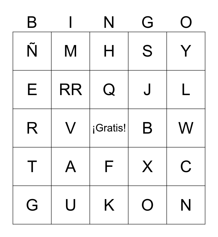 El Alfabeto Bingo Card