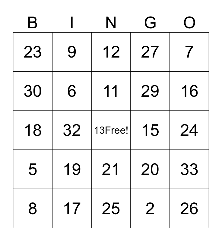 Snap Word Bingo Card