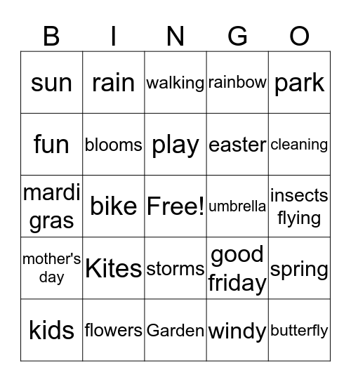 Spring Bingo Card