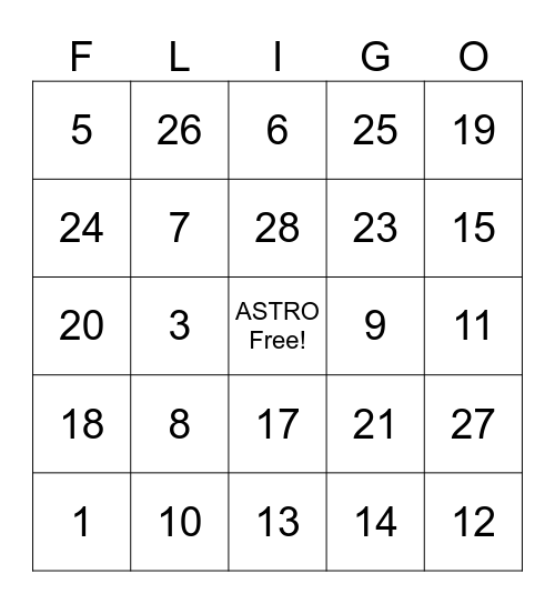 FLIGO Bingo Card