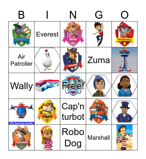 PAW PATROL BINGO Card