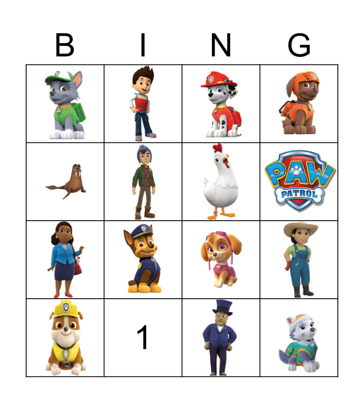 Paw Patrol Bingo Card