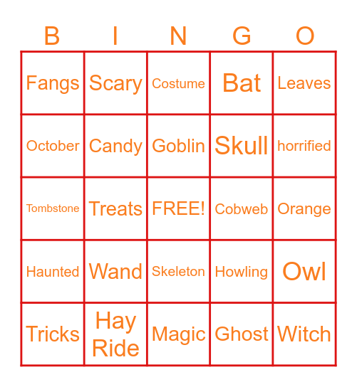 Spooky Bingo Card