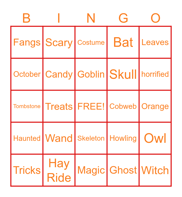 Spooky Bingo Card