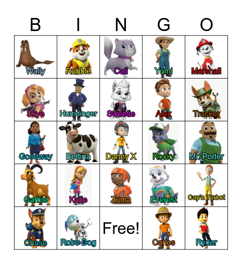 Paw Patrol Bingo Card