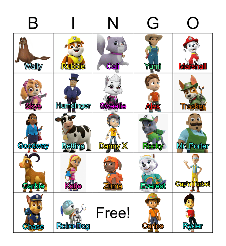 Paw Patrol Bingo Card