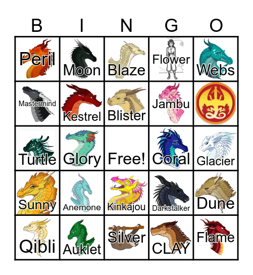 Wings of Fire Bingo Card