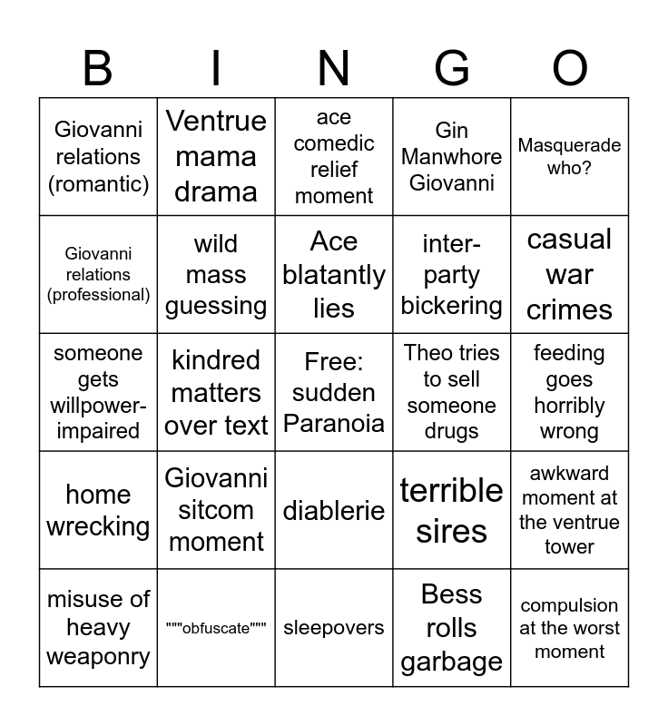 Powderkeg Bingo Card