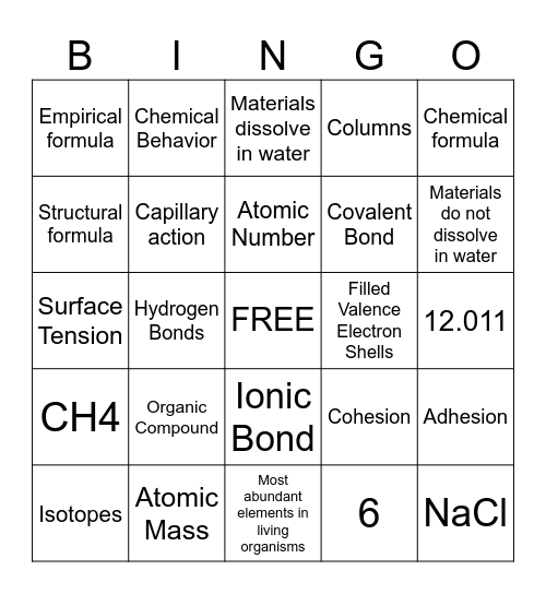 Chapter 2 Review Bingo Card