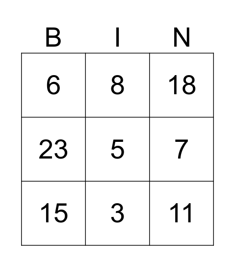 Bingo tm 24 Bingo Card