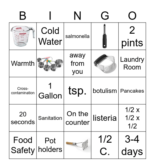 Culinary Essentials Course Introduction Bingo Card