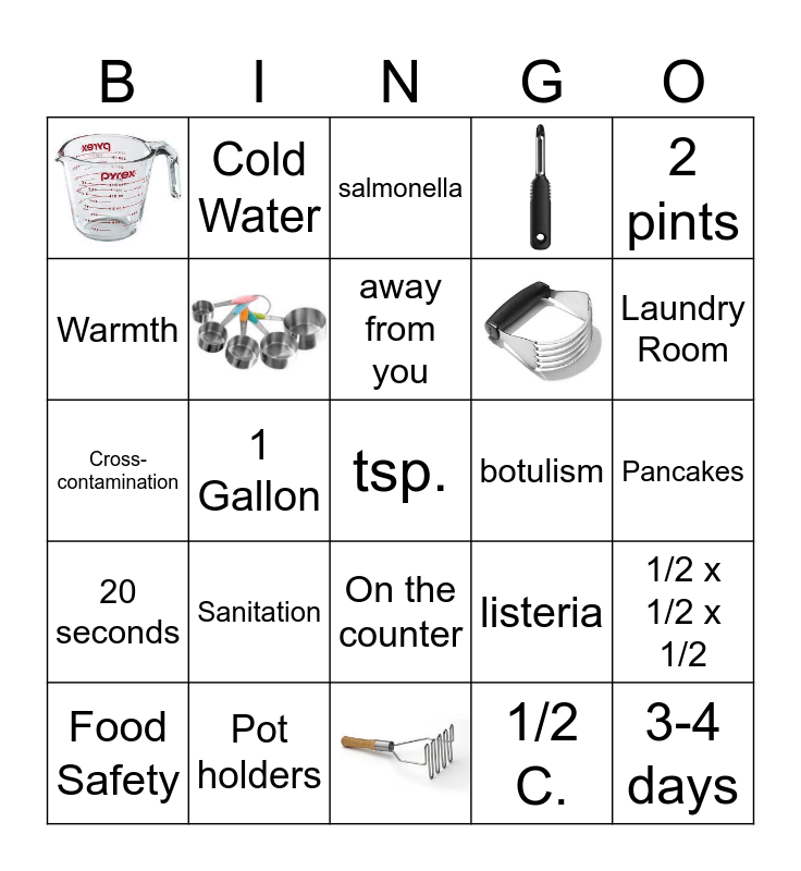 Culinary Essentials Course Introduction Bingo Card