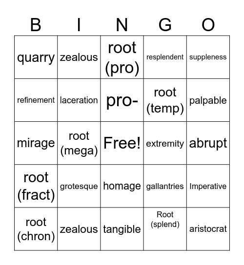 The Necklace & The Most Dangerous Game Bingo Card