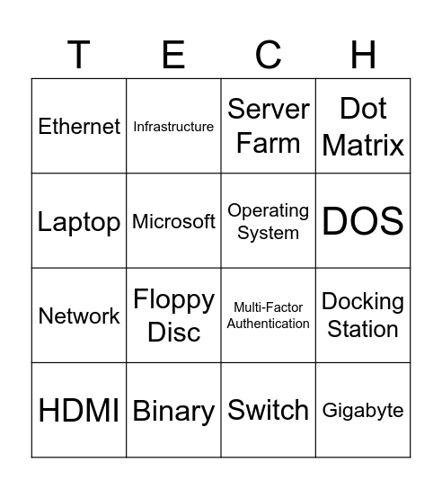 Technology Bingo Card