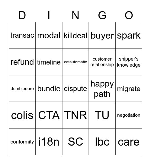Dingo Bingo Card