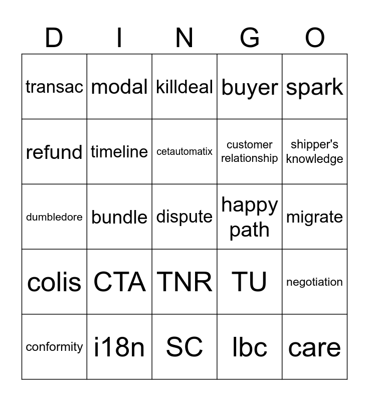 Dingo Bingo Card