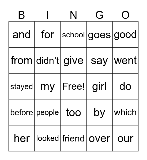 NSW Sight Words - Year 2 Bingo Card