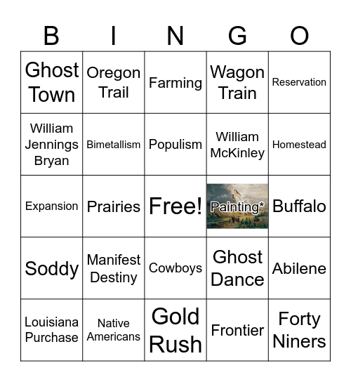 Westward Expansion Bingo Card