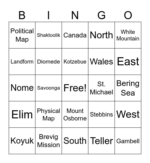 Geography Bingo With Fox Bingo Card