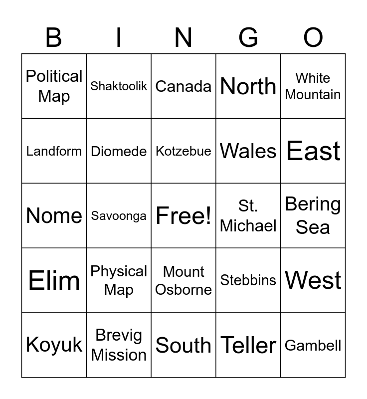 Geography Bingo With Fox Bingo Card