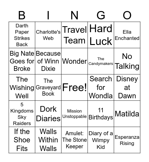 Book Bingo Card