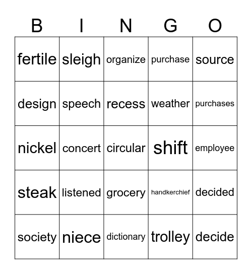 3rd Grade 3B Bingo Card