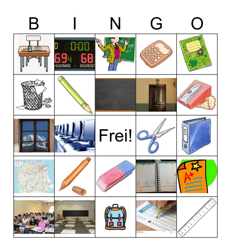 Schulsachen Bingo Card