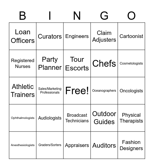 Career Bingo Card