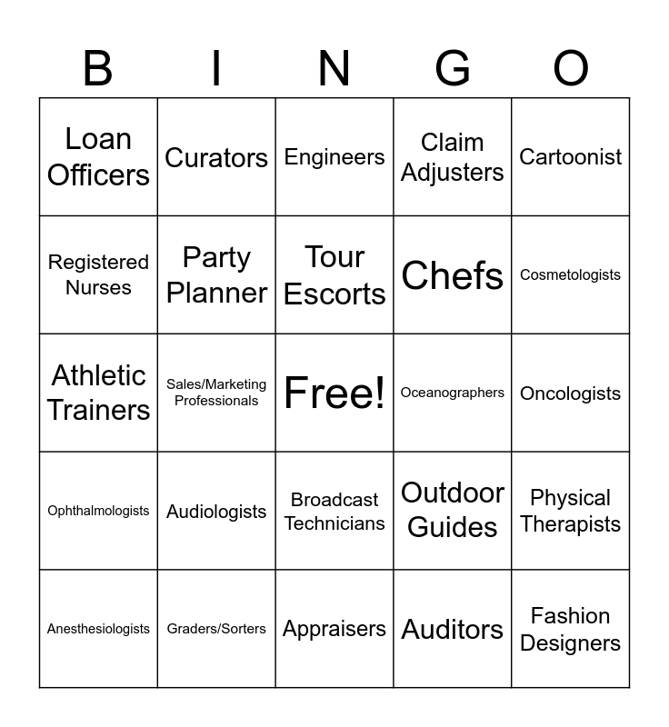 Career Bingo Card