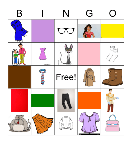 La ropa Bingo Card