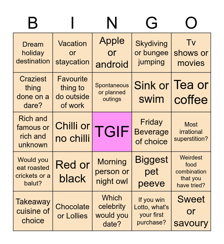 TGIF by D*sco Bingo Card