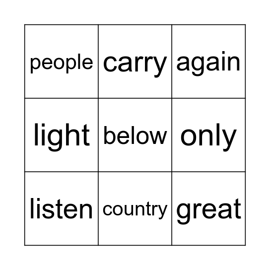 Unit 3 Bingo Card
