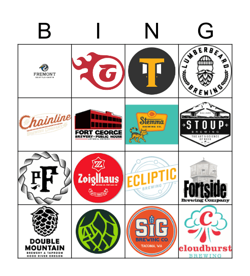 Hopvine Fresh Hop Bingo Card