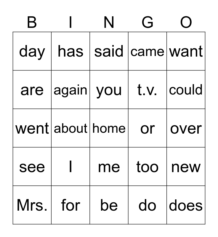 32 Bingo Card