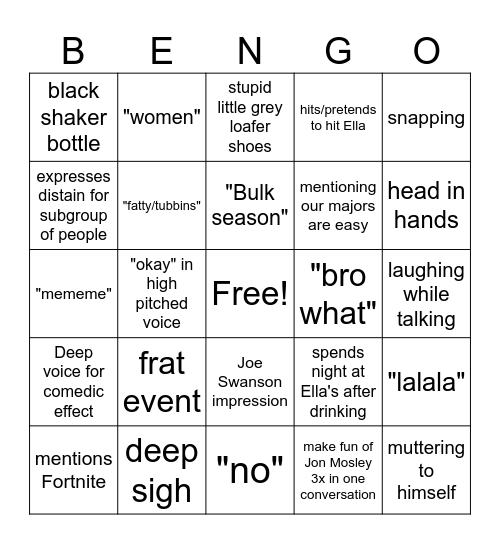 BENGO Bingo Card