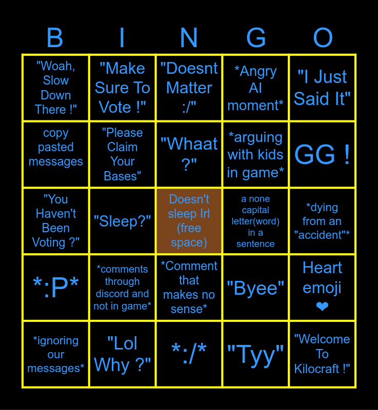 X BINGO ( AI ) Bingo Card
