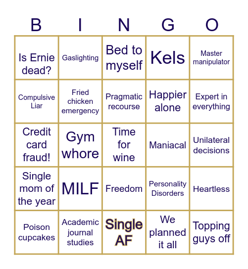 Divorce a Douche Bingo Card