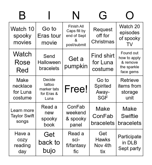 Spooky Season Bingo Card