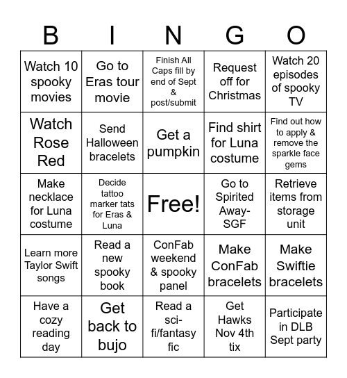 Spooky Season Bingo Card