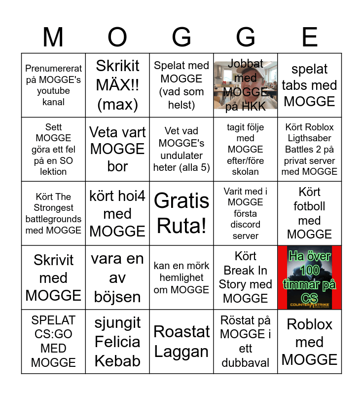 MOGGE BINGO Card