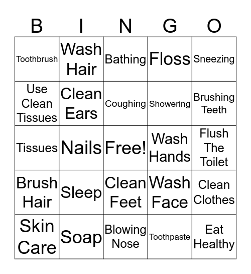 Hygiene Bingo Card