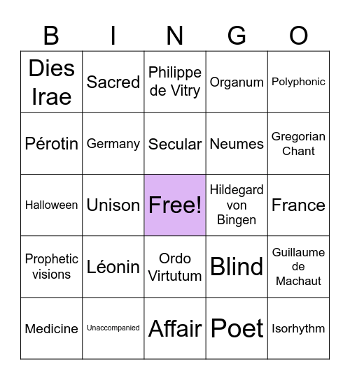 Medieval Review Bingo Card
