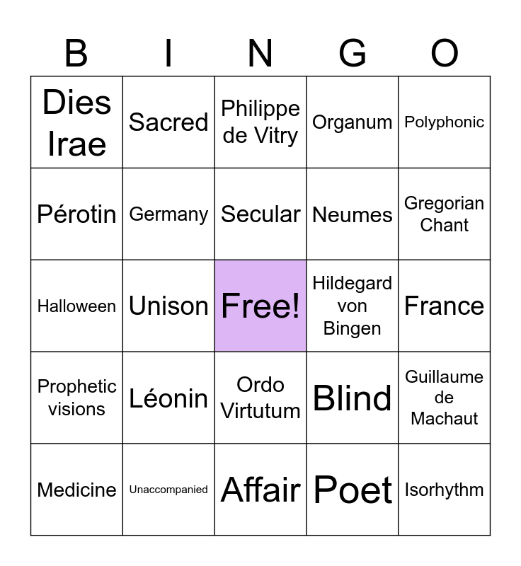 Medieval Review Bingo Card