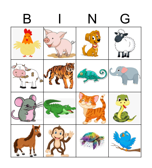 ANIMALS Bingo Card
