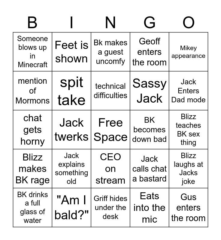 IG Sub-a-thon Day 1 Bingo Card