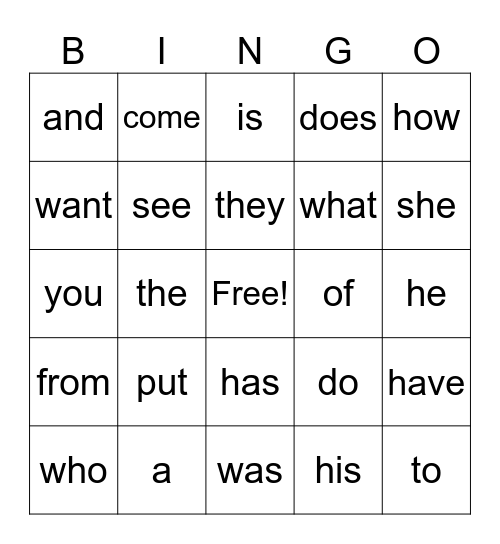 Layer 1 Red Words Bingo Card