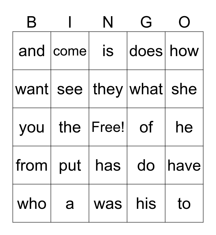 Layer 1 Red Words Bingo Card