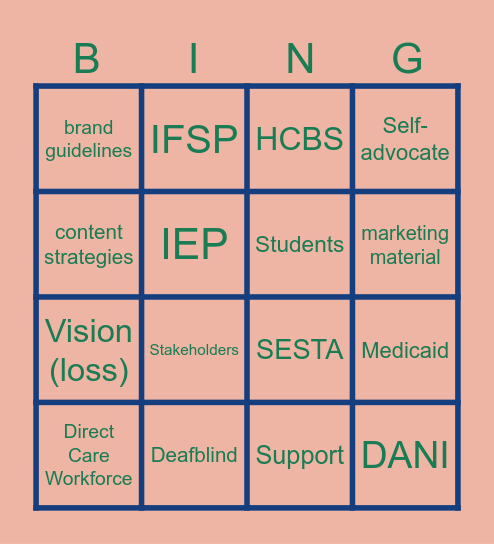 Center on Disabilities and Human Development Bingo Card