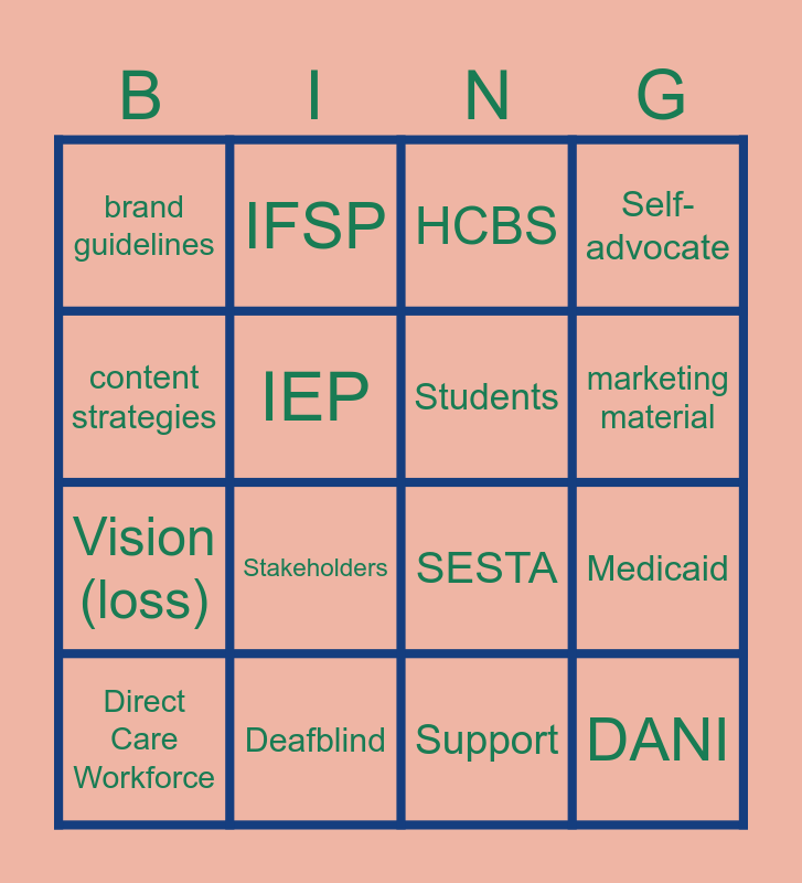 Center on Disabilities and Human Development Bingo Card